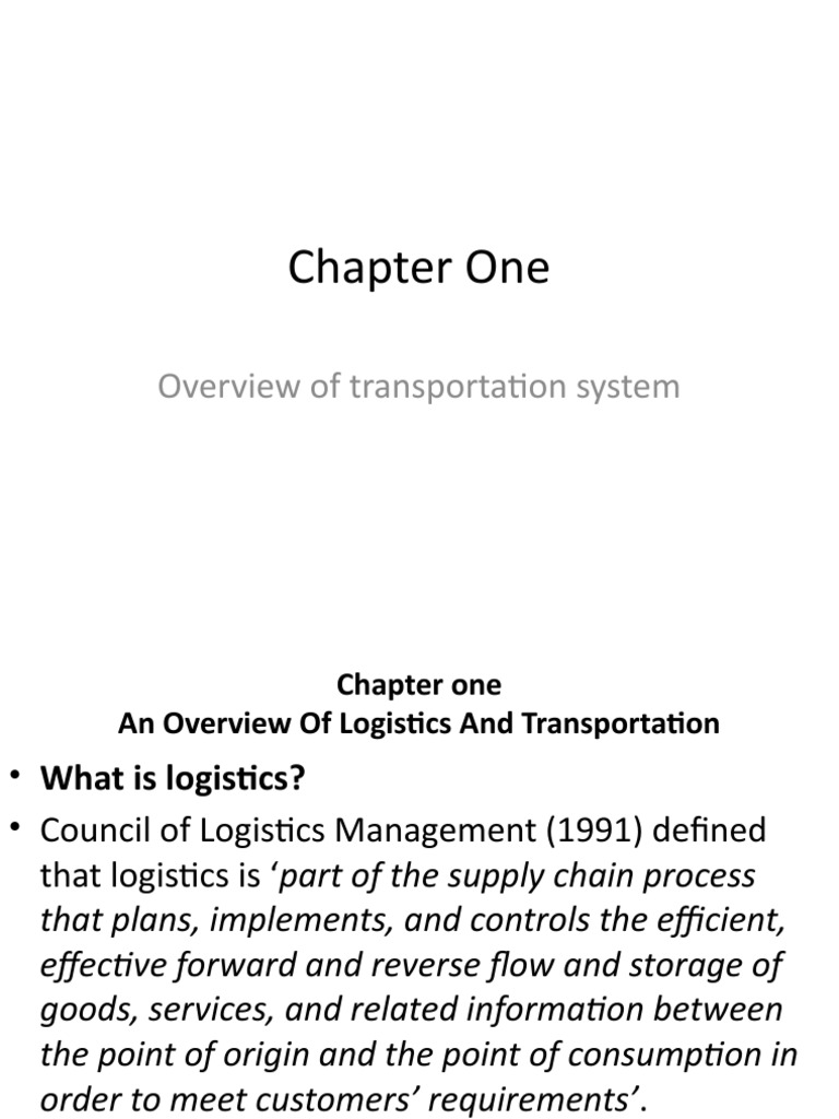 Chapter One: Overview of Transportation System | PDF | Logistics ...