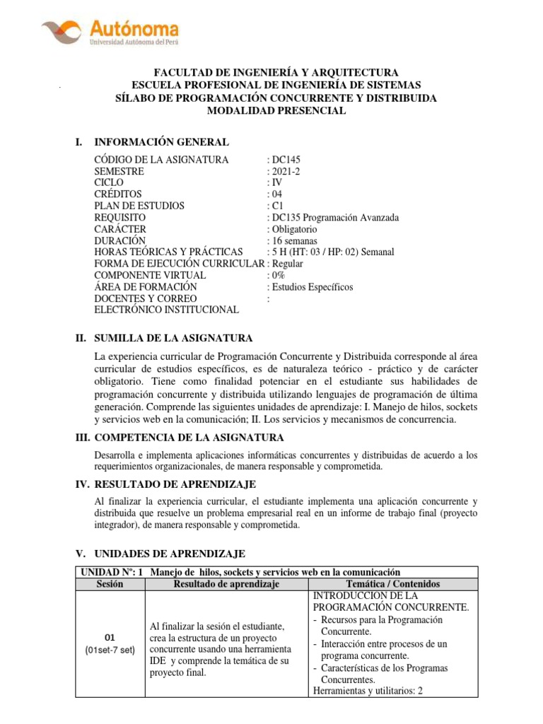 DC145 Programacion Concurrente y Distribuida | PDF | Evaluación | Maestros