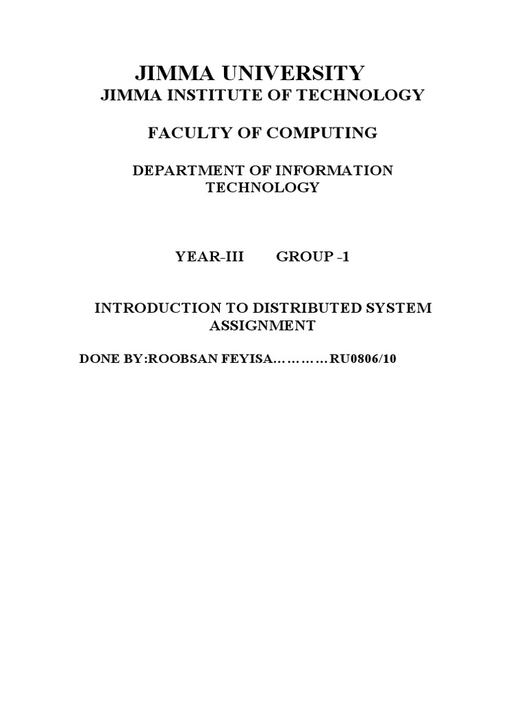 Jimma University: Jimma Institute of Technology Faculty of Computing ...
