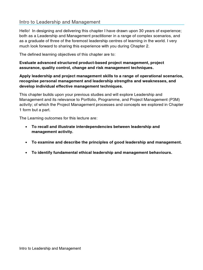 MLA702 Chap2 Lecture 1 | Download Free PDF | Leadership | Project ...