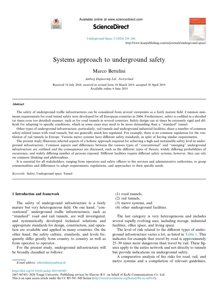 Systems Approach To Underground Safety: Sciencedirect | PDF | Safety ...