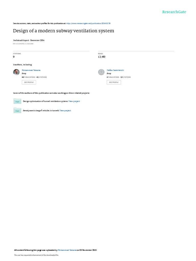 Modern Subway Ventilation System Design | PDF | Jet Engine | Tunnel