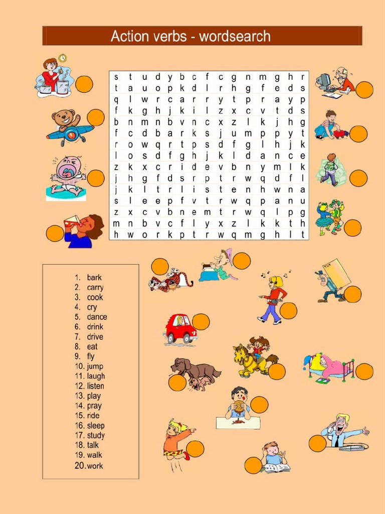 Action Verbs Wordsearch 4941 | PDF