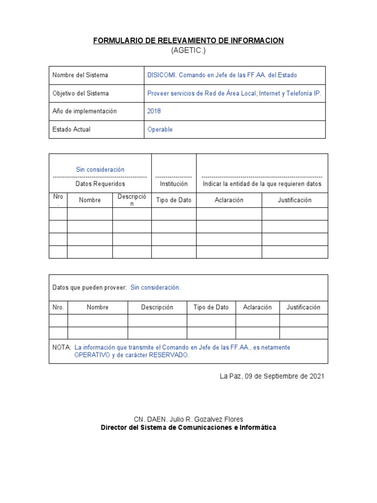Formulario de Relevamiento de Informacion | PDF Formulario de Relevamiento de Informacion | PDF