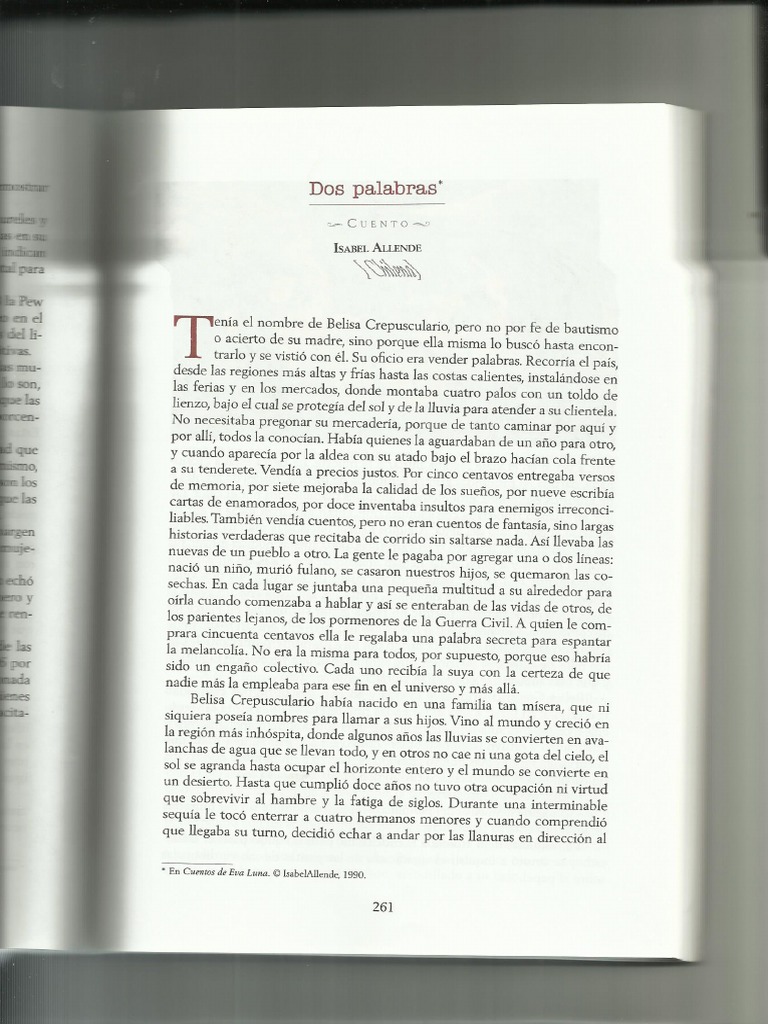 Dos Palabras (Cuento Isabel Allende) | PDF