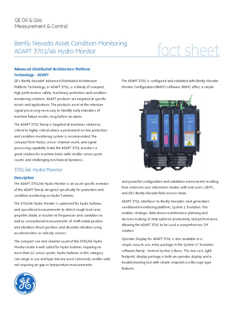 Fact Sheet: Bently Nevada Asset Condition Monitoring ADAPT 3701/46 ...