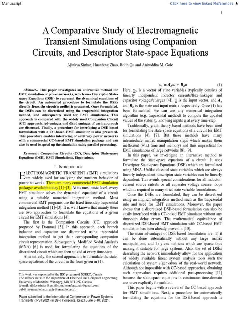 A Comparative Study of Electromagnetic Transient Simulations Using ...