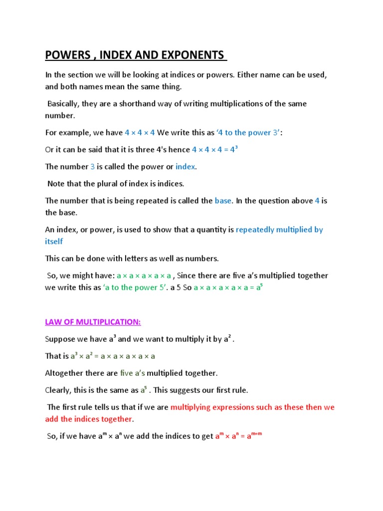 Understanding Powers and Indices | PDF