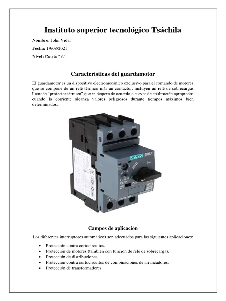 Características del Guardamotor | PDF | Tecnología
