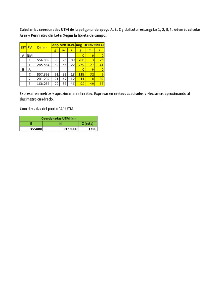 Tarea 2.2 Coordenadas UTM (Lote) | PDF