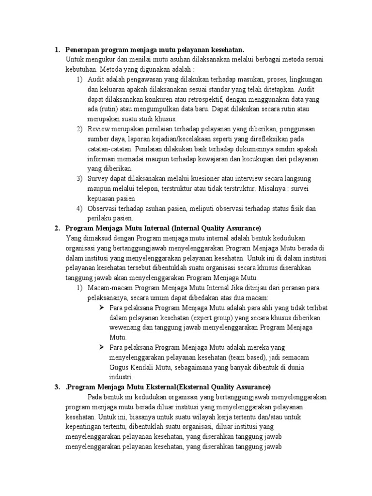 Penerapan Program Menjaga Mutu Pelayanan Kesehatan | PDF