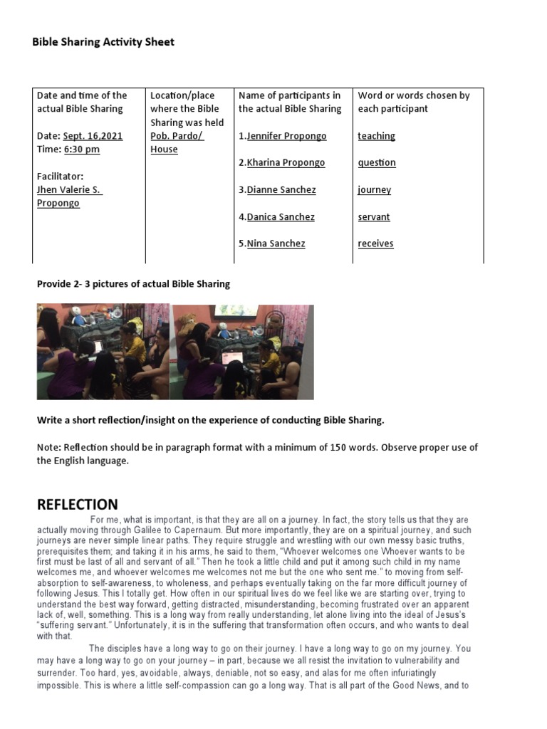 Bible Sharing Activity Sheet | PDF | Jesus