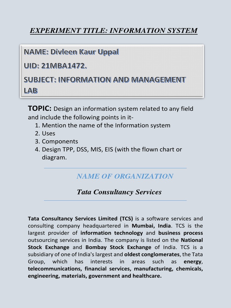 Topic:: Experiment Title: Information System | PDF | Information System ...