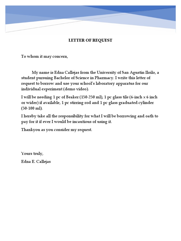 Request to Borrow Laboratory Equipment | PDF