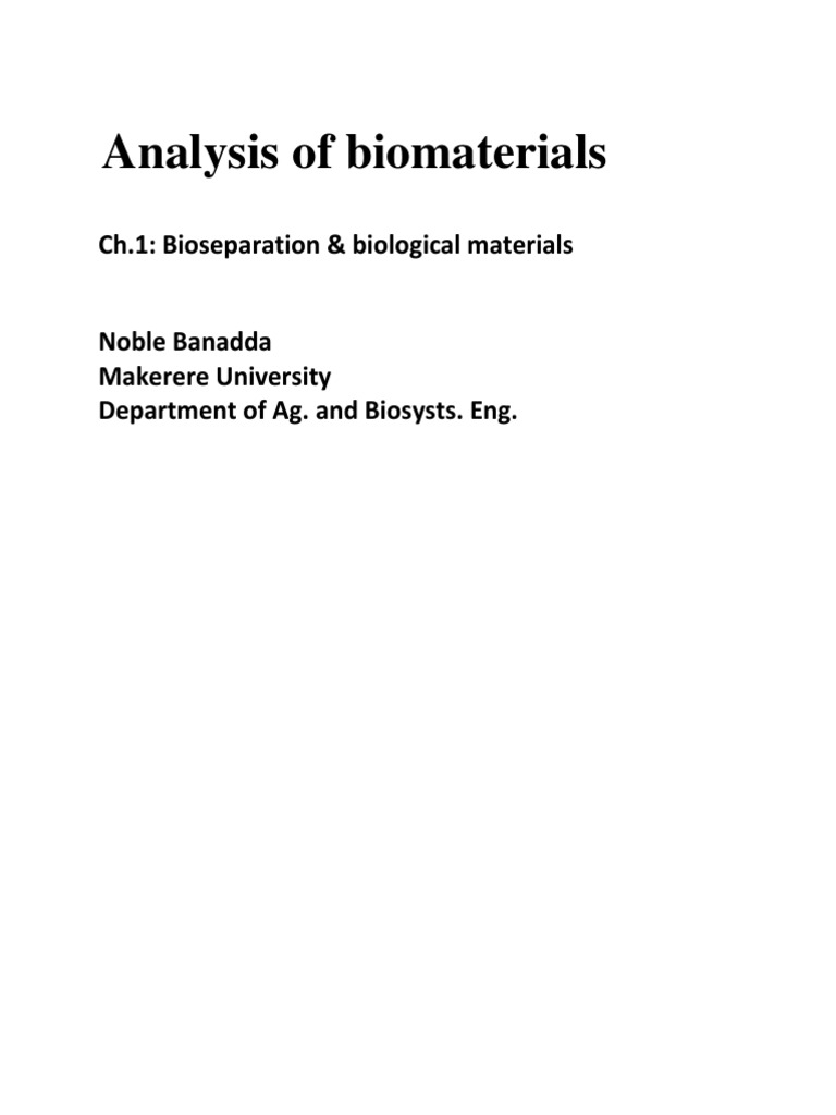 Analysis of Biomaterials Lecture Notes | PDF | Science & Mathematics