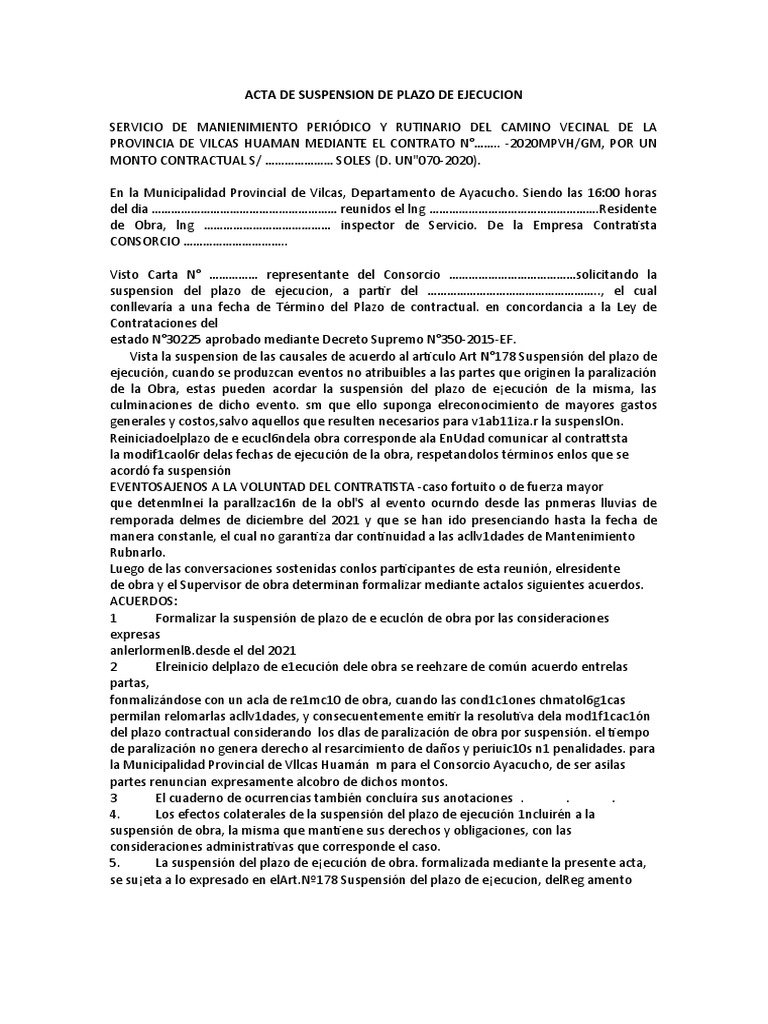 Acta de Suspension de Plazo de Ejecucion | PDF | Justicia | Crimen y violencia