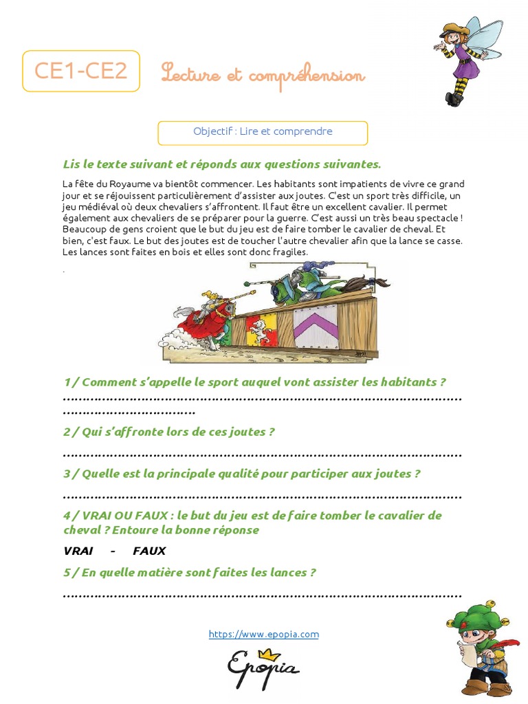 Lecture Comprehension Ce1 Ce21 | PDF | Équitation