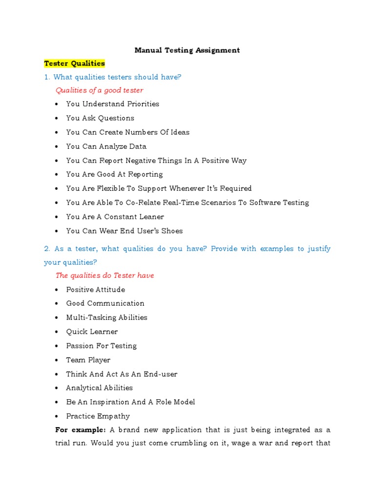 Manual Testing Assignment Pdf Software Testing Software Bug