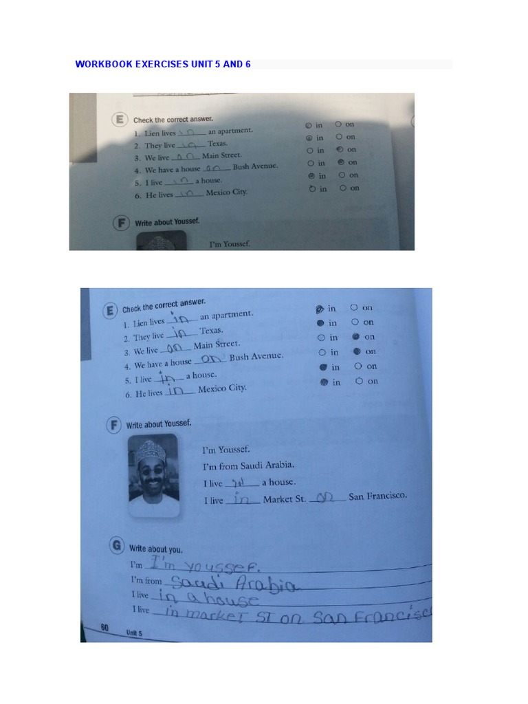 Workbook Exercises Unit 5 and 6 | PDF