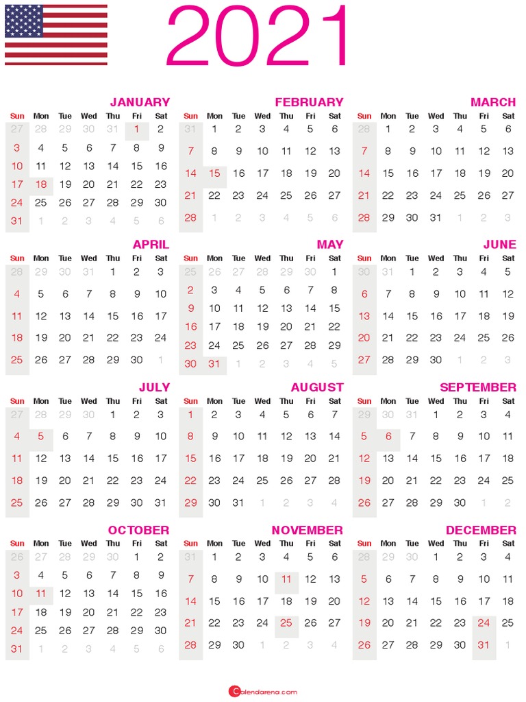 2021 Calendar Printable Usa | PDF