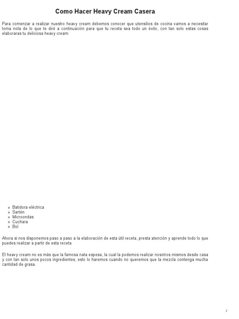 Que Es Heavy Cream - Descubre Como Hacerla Paso A Paso | PDF ...