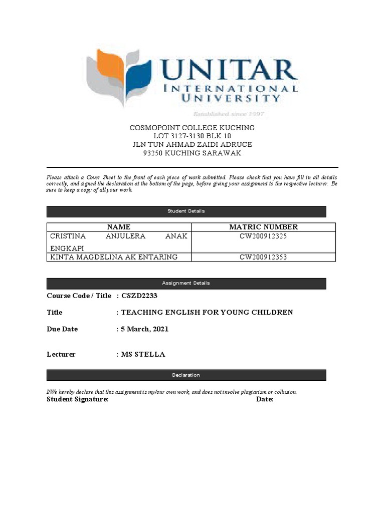 Cosmopoint College Kuching | PDF | Teachers | Psychology