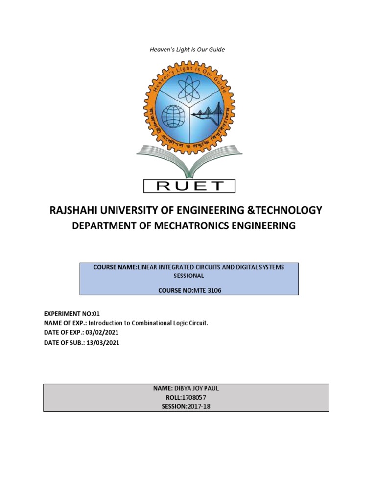 Introduction To Combinational Logic Circuit Pdf Subtraction