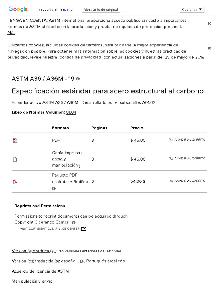 ASTM A36 - A36M - 19 Especificación Estándar para Acero Estructural Al ...