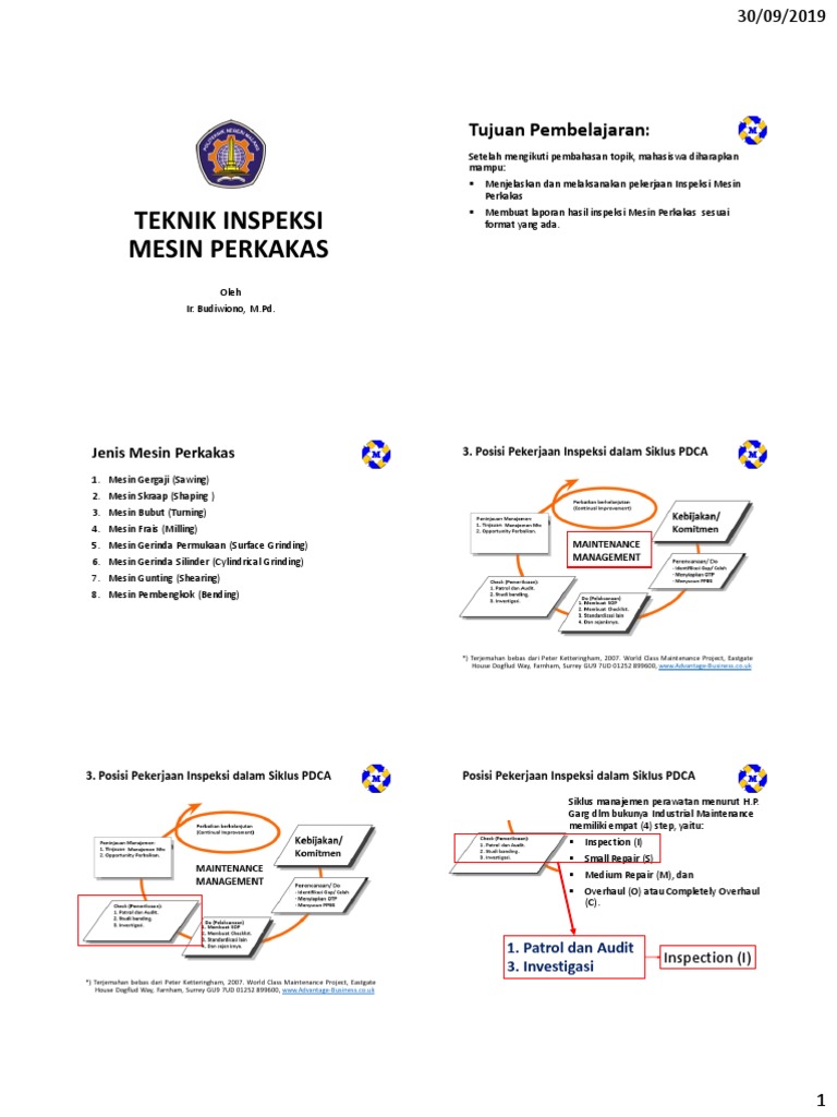 03-Teknik Inspeksi Mesin Perkakas-1 | PDF
