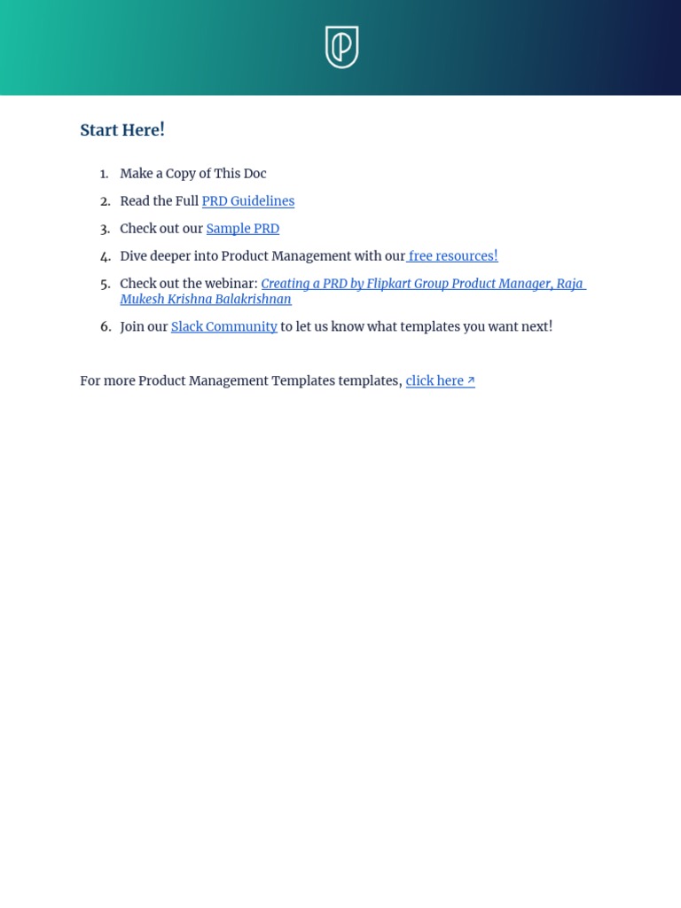 Product Template - Product Requirements Document | PDF