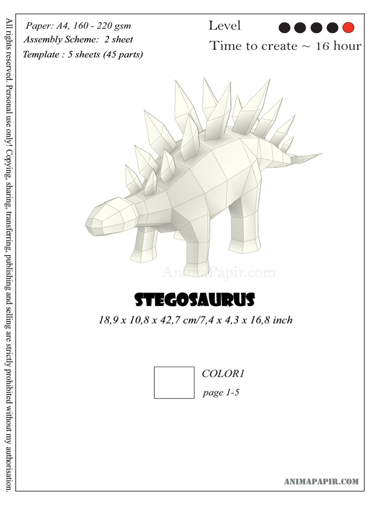 Detailed Assembly Instructions for Creating a Stegosaurus Model from ...