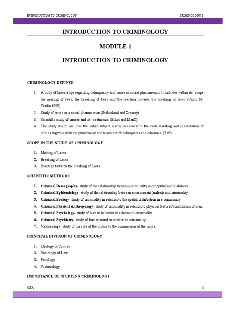Intro To Crim Module Done | PDF | Criminology | Crimes