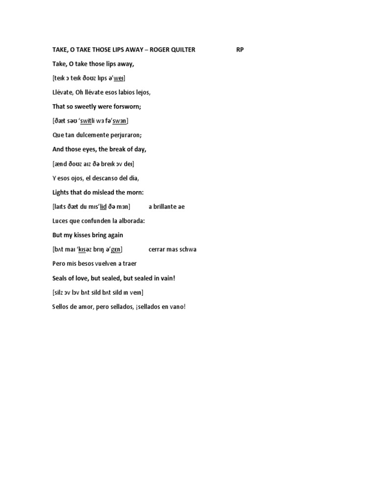 Take o Take Those Lips Away | PDF