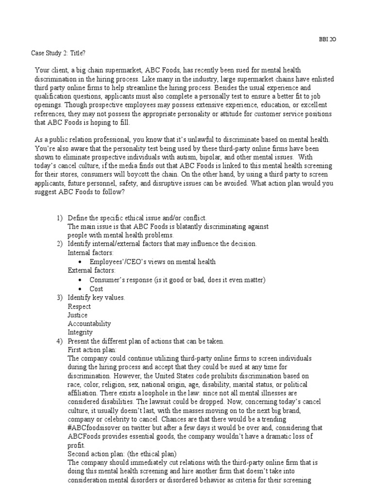 Project 1 Case Study Options | PDF | Mental Disorder | Recruitment