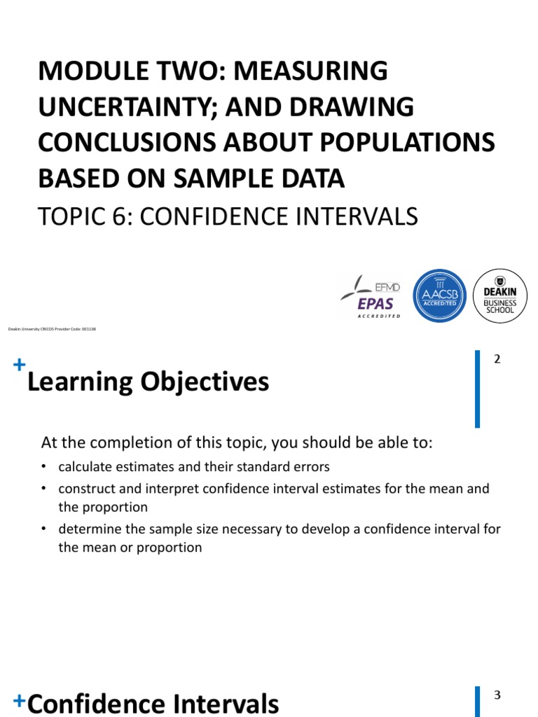 Topic 6 - Confidence Interval Slides | PDF | Confidence Interval | Standard Deviation