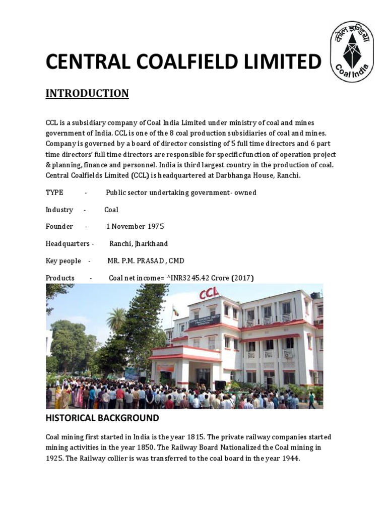 Overview of Central Coalfields Limited | PDF | Coal | Mining