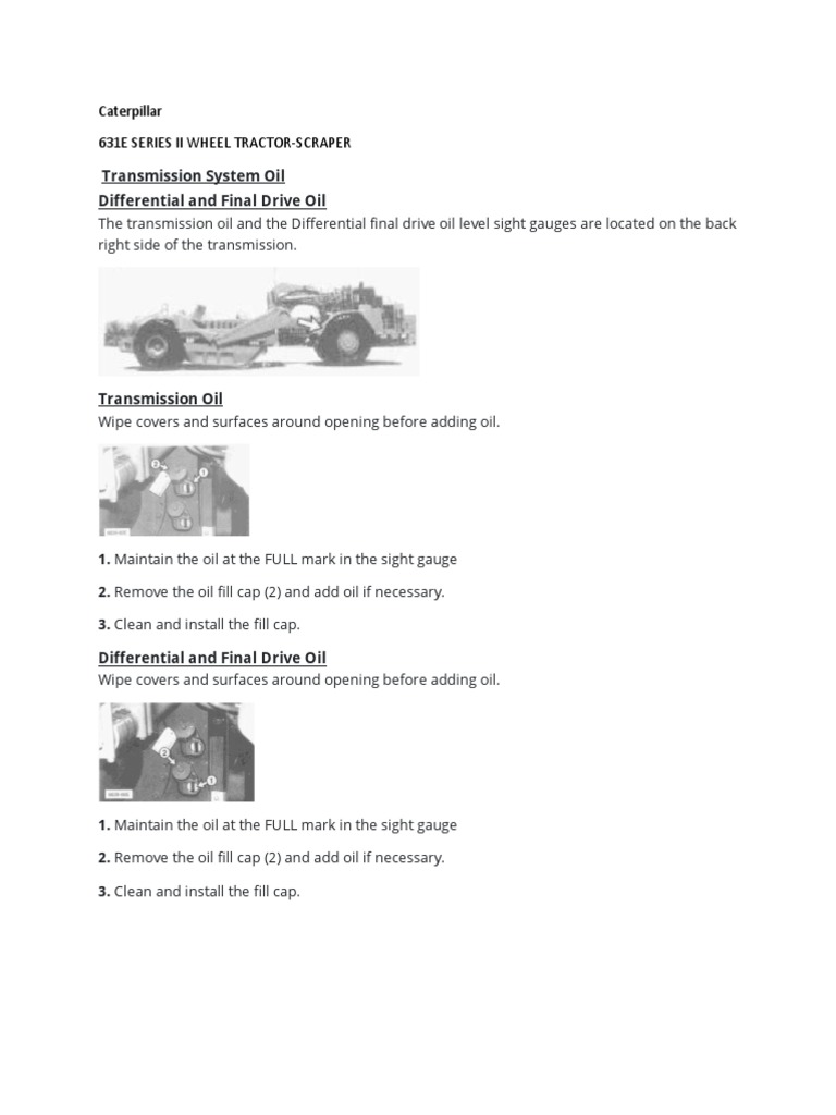 Transmission System Oil Differential and Final Drive Oil: Caterpillar ...