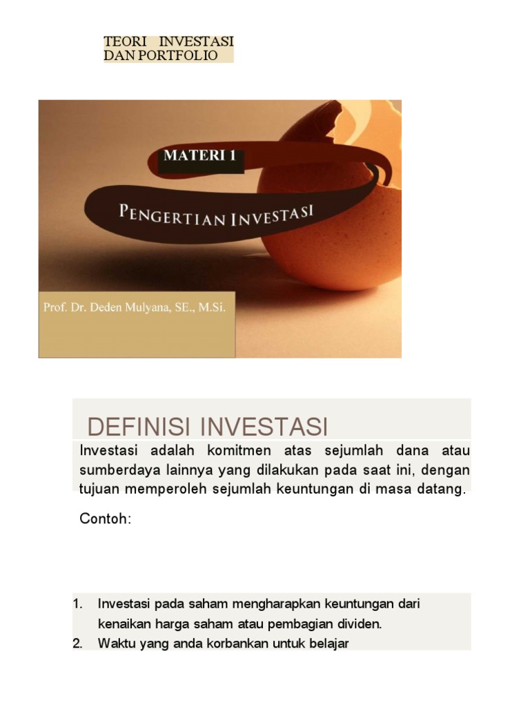 Panduan Investasi dan Portofolio | PDF | Pengelolaan Keuangan & Uang
