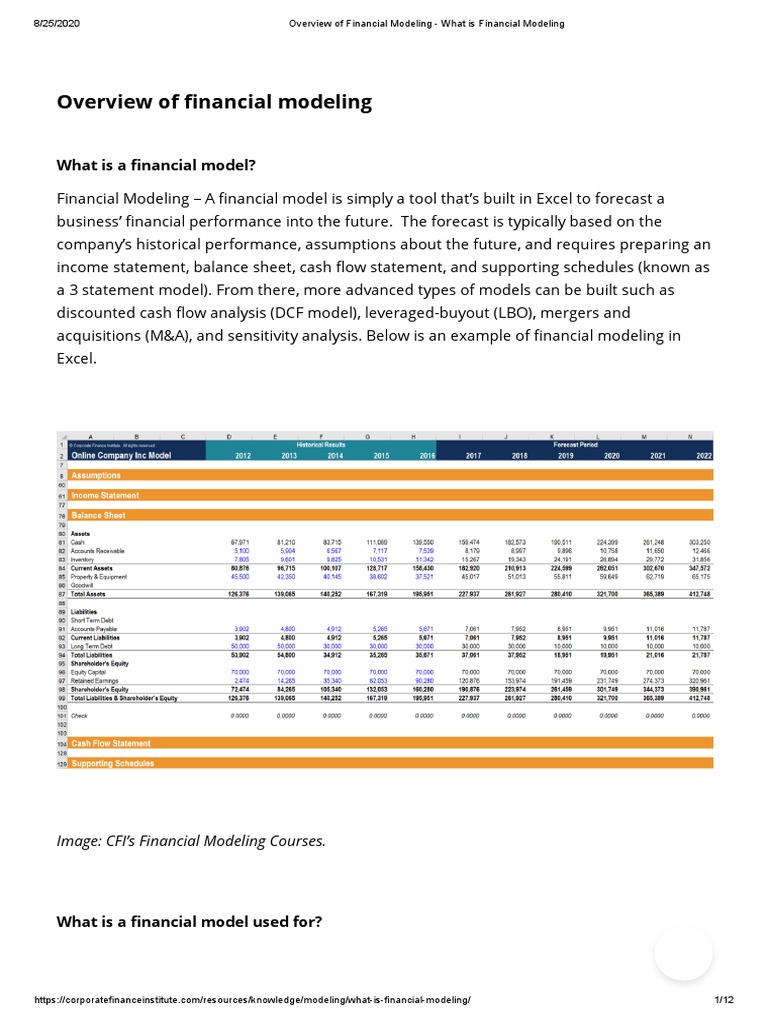 Overview of Financial Modeling - What Is Financial Modeling | PDF ...