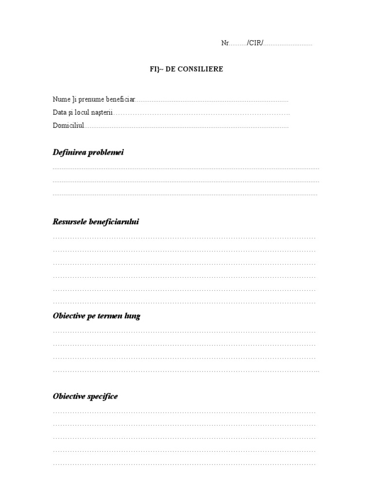 Fisa de Consiliere Sociala Modificata | PDF
