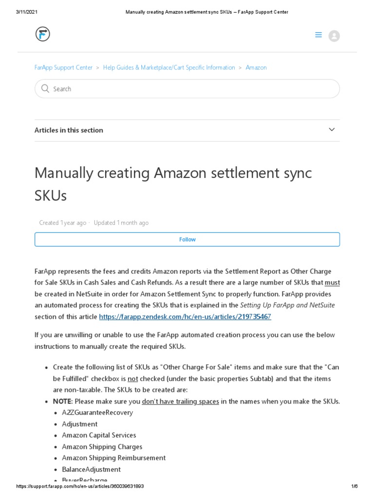 Manually Creating Amazon Settlement Sync SKUs - FarApp Support Center ...