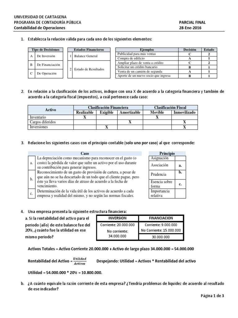 Parcial 3 - Resuelto Contabilidad de Operaciones | PDF | Depreciación | Contabilidad