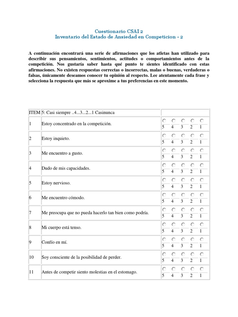 Cuestionario CSAI 2 | PDF