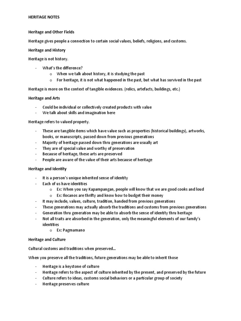 Heritage Notes | PDF | Cultural Heritage | Tourism