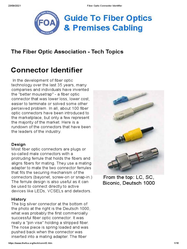 Fiber Optic Connector Identifier | PDF | Electrical Connector | Optical ...