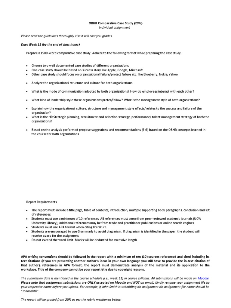 OBHR Comparative Case Study | PDF | Apa Style | Citation
