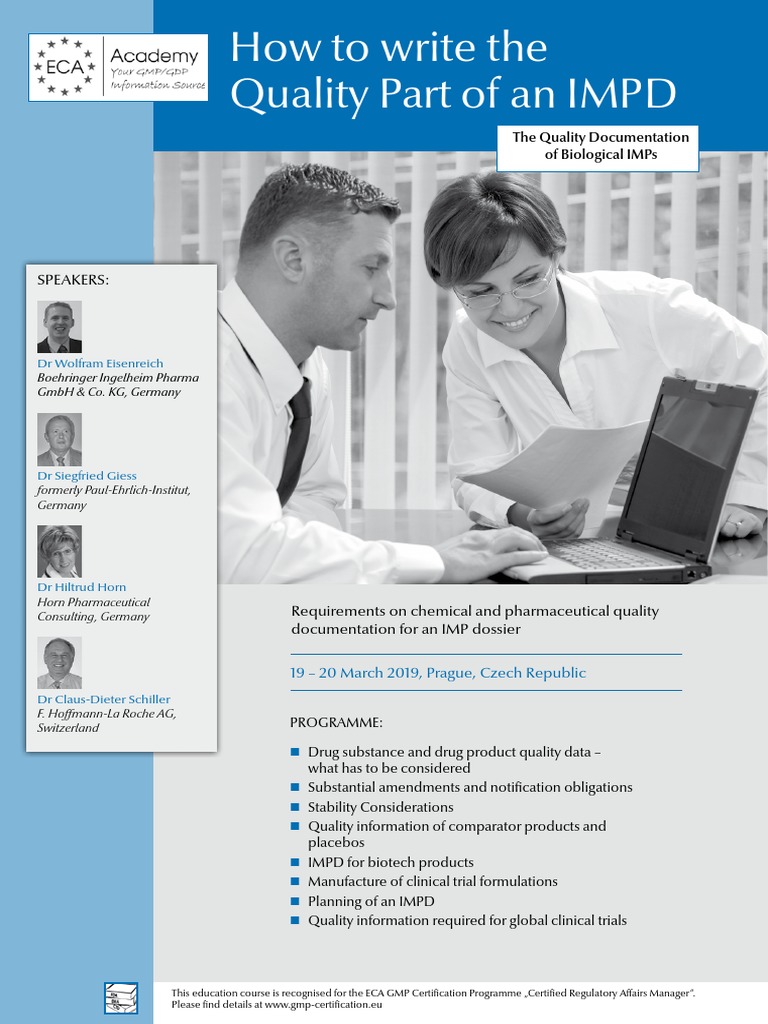 How To Write The Quality Part of An IMPD: Speakers | PDF | Clinical ...