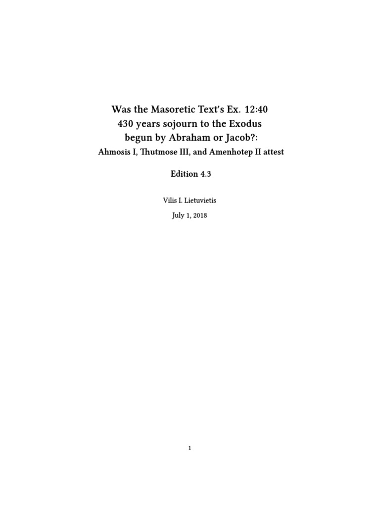 Was The Masoretic Texts Ex. 12-40-430 Ye | PDF | Book Of Genesis | Abraham