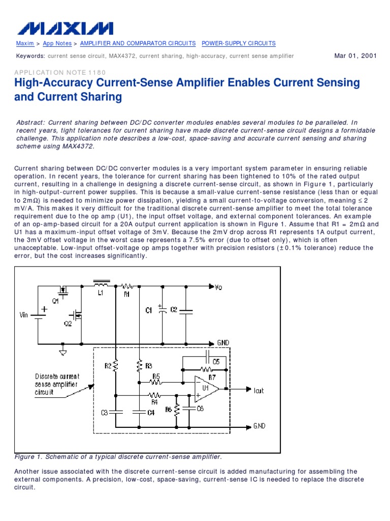 High-Accuracy Current-Sense Amplifier Enables Current Sensing and Current Sharing | Download ...