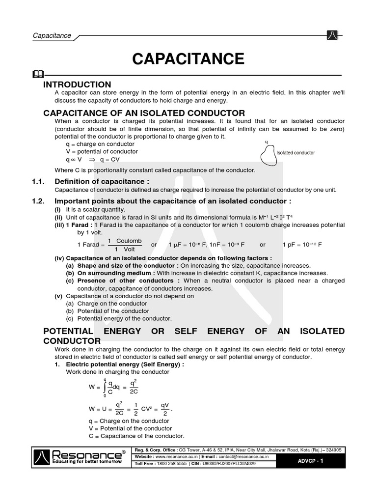 Capacitance Theory | PDF | Capacitance | Capacitor